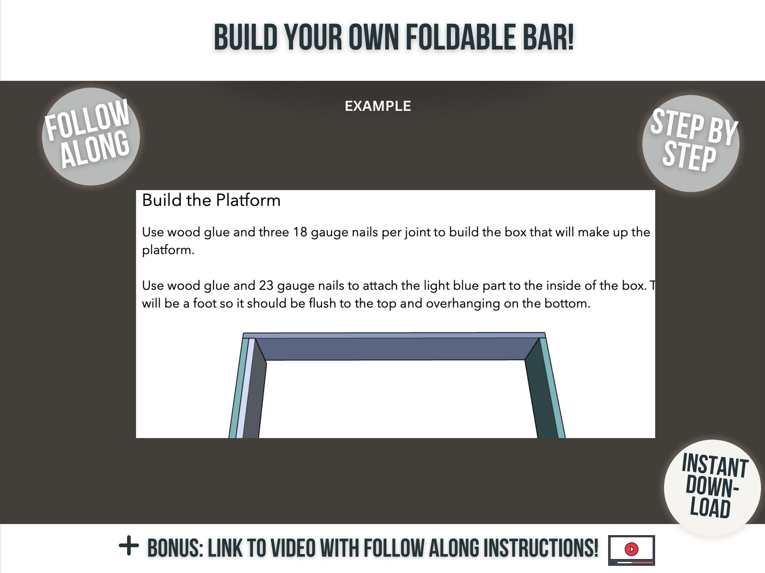 DIY Foldable Bar Plans / Portable Bar Blueprints / Mobile Bar on Wheels ...