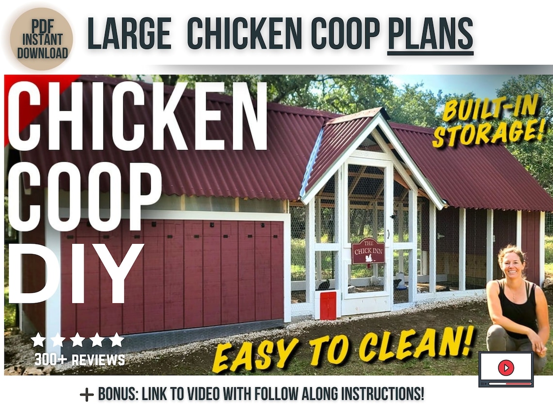 Large Chicken Coop Plans / Printable PDF Woodworking Plans / DIY Large ...