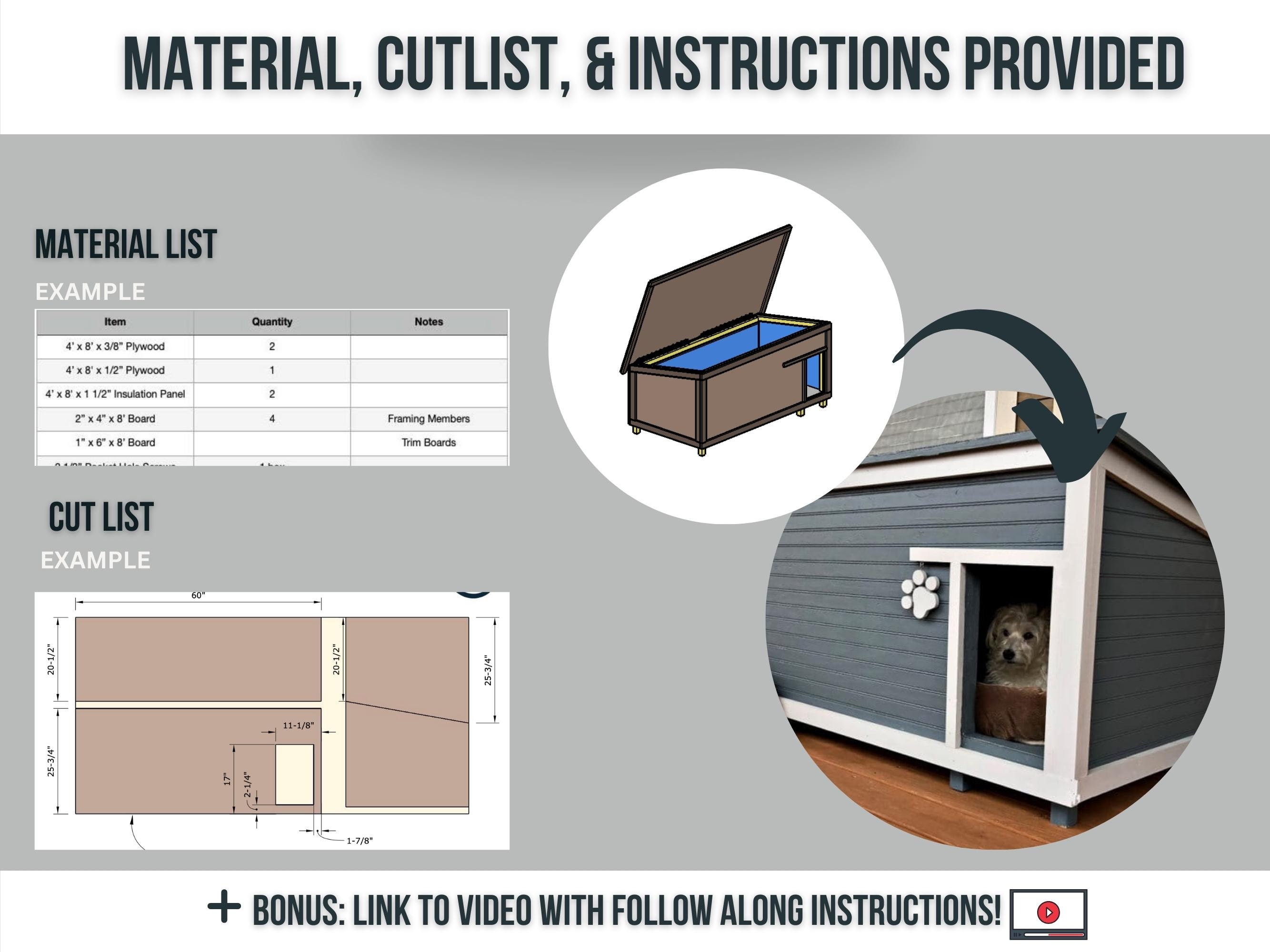 DIY Dog House Plans / Printable PDF Woodworking Plans / Outdoor ...