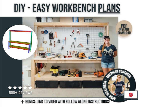 Woodworking or Craft Workbench Plans PDF Digital Diywoodworking Plans Garage Workbench Plans for Woodworker Diyer or Crafter Etsy UK