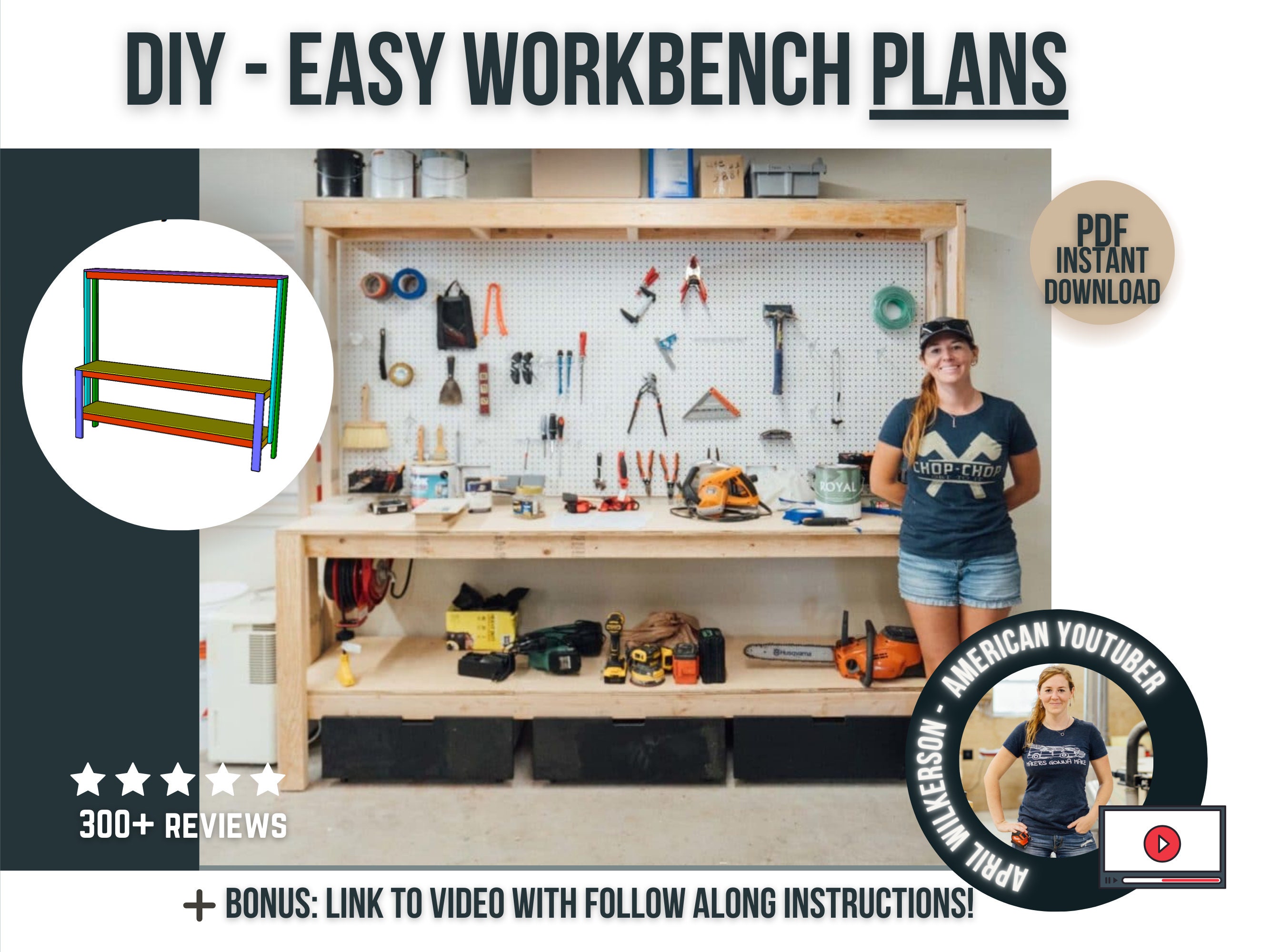 Woodworking or Craft Workbench Plans / PDF Digital Diywoodworking Plans ...