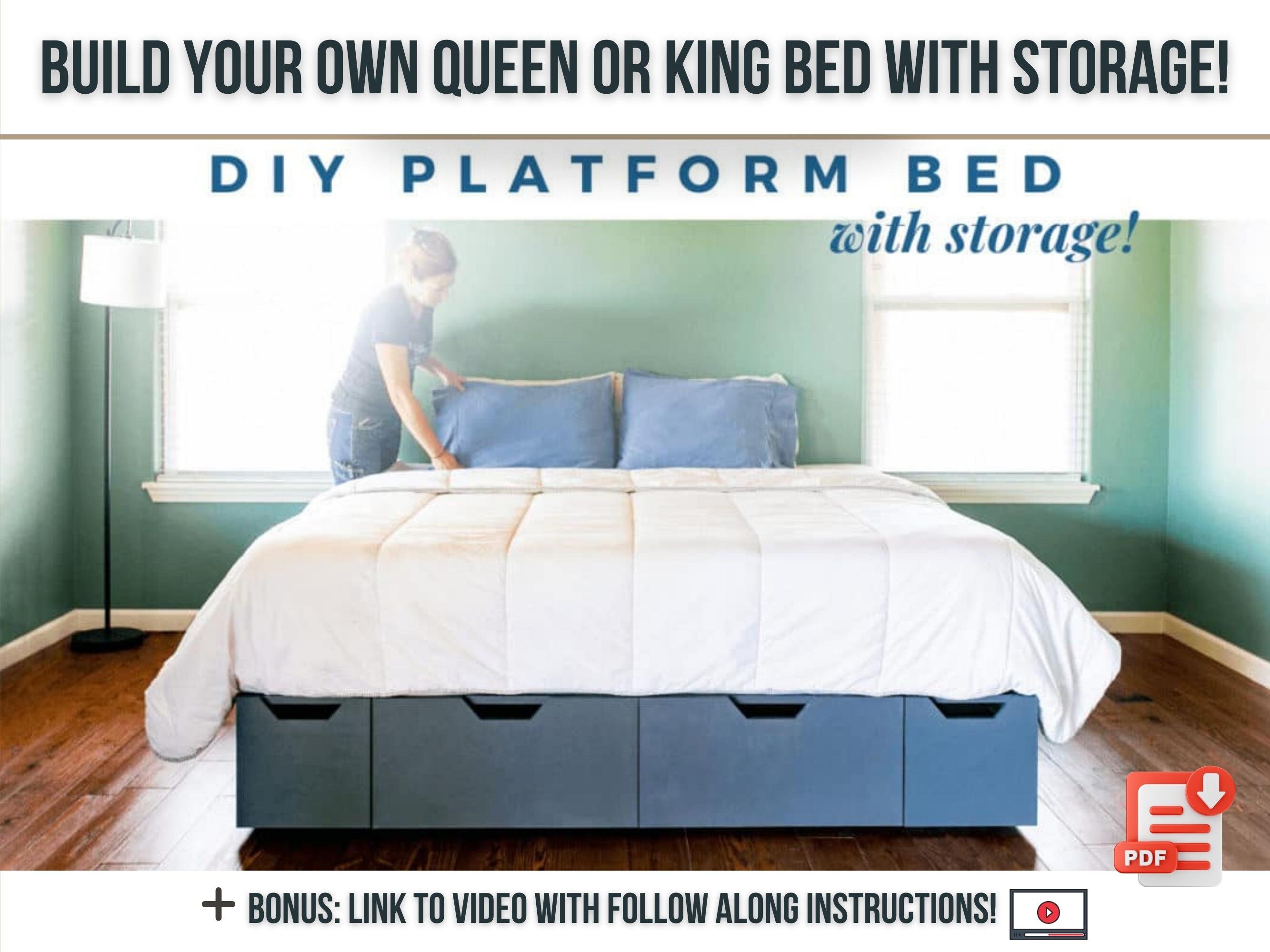 Platform Bed With Storage Plans / Digital DIY Woodworking Plans / Do It ...