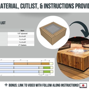 Fire Pit Table Plans - Small / Digital Woodworking Plans / DIY Outdoor ...