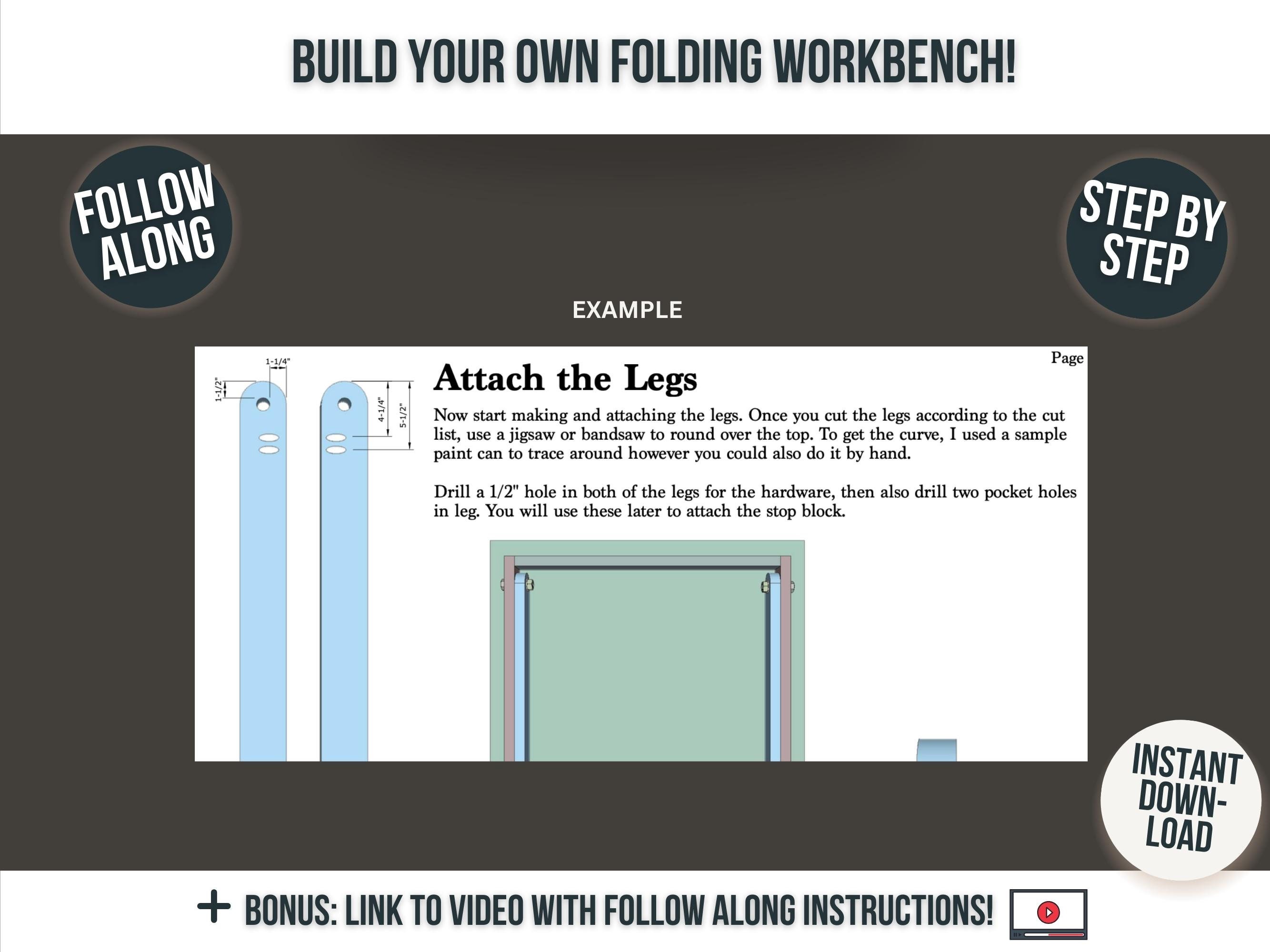 Folding Workbench Plans / Digital Woodworking Plans / DIY Folding ...