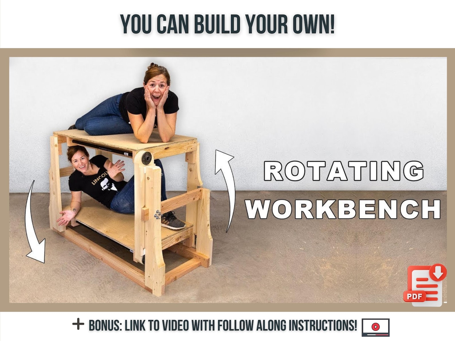 Rotating Workbench Plans and Template / Printable Digital Woodworking ...