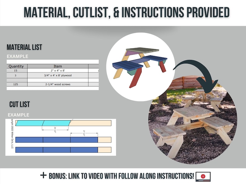 DIY Two Person Picnic Table Plans / Digitial DIY Woodworking Furniture ...