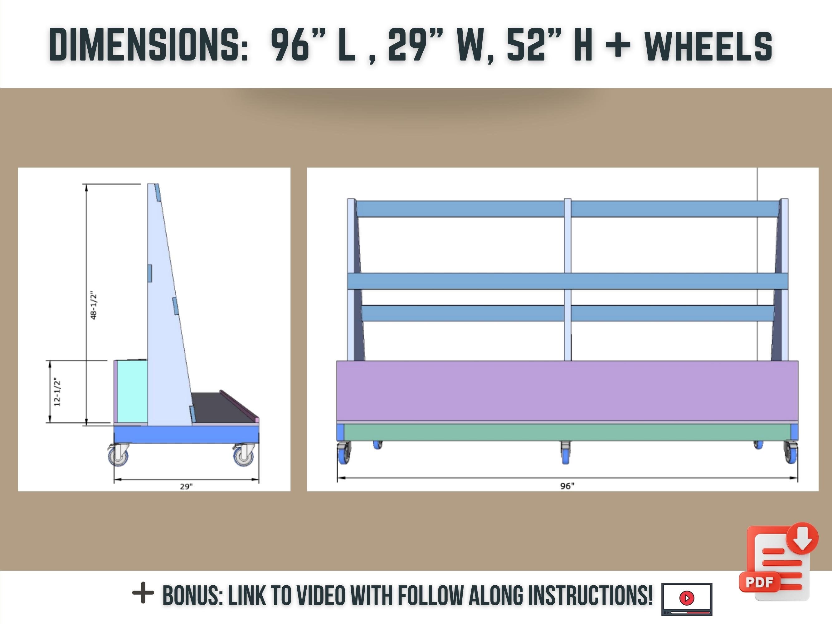 Rolling Lumber Cart Plans / DIY Mobile Wood Storage Plans / Digital ...