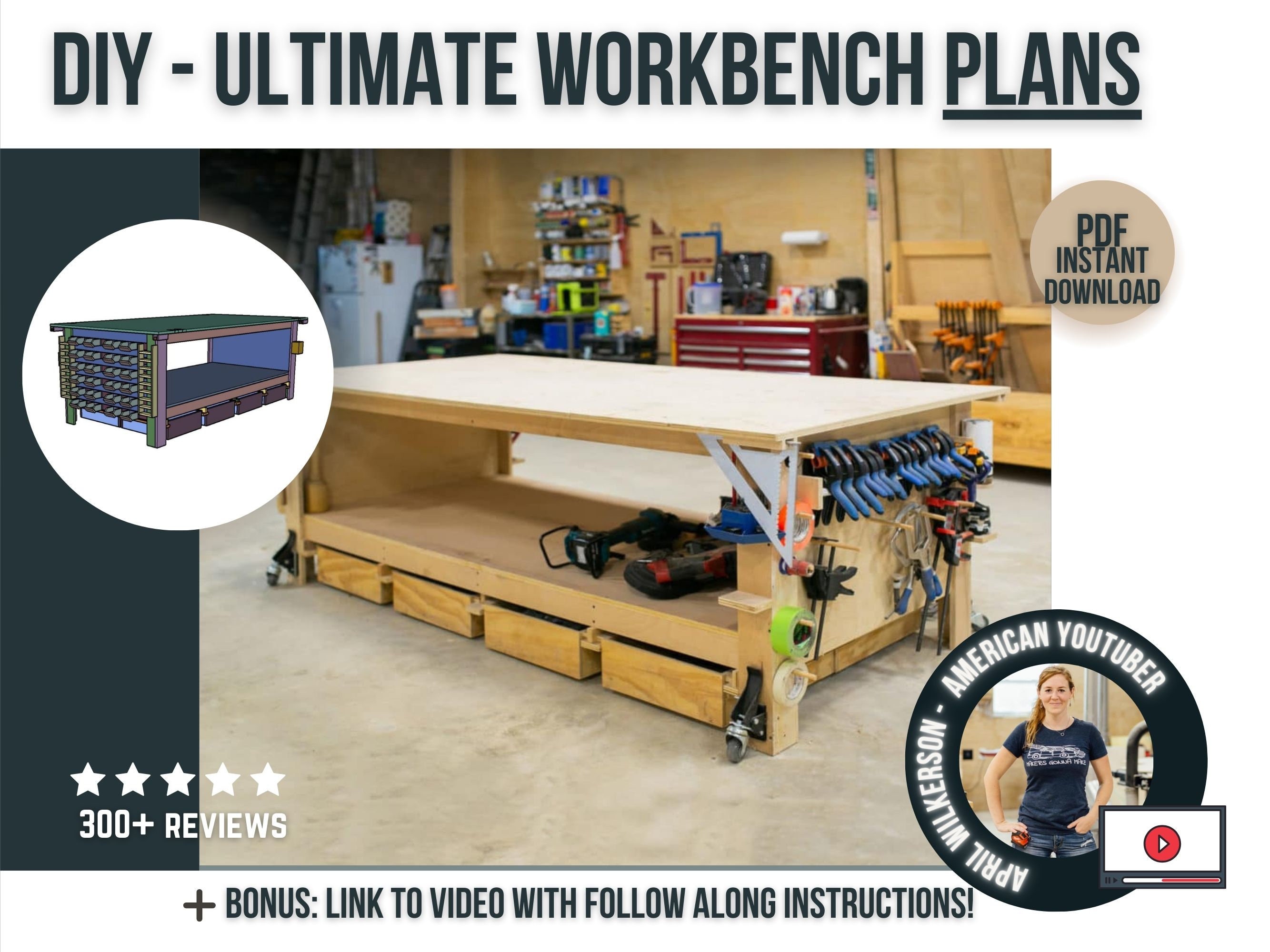 Ultimate DIY Workbench Plans / Digital Woodworking Table Plans ...