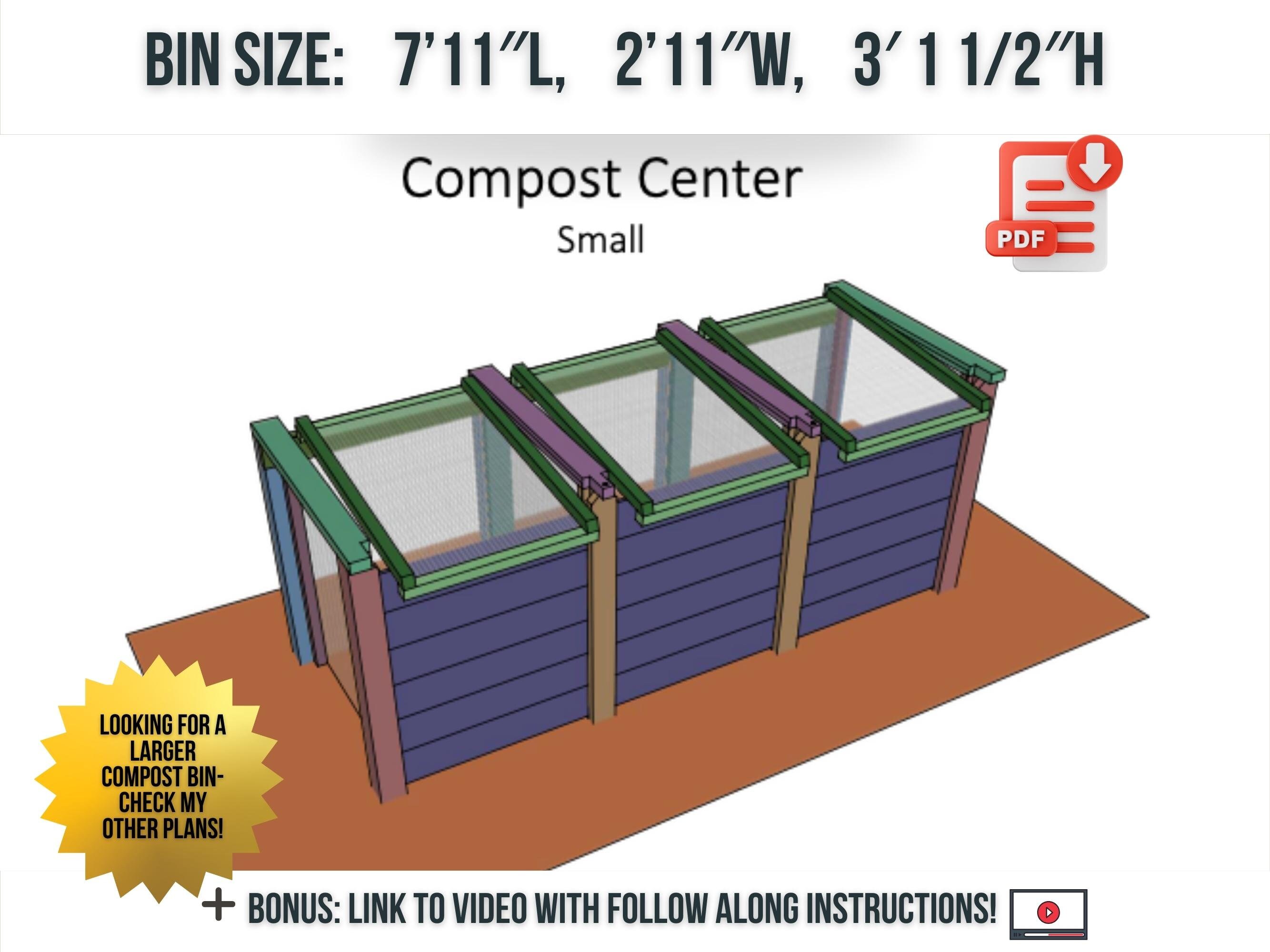 Compost Bin Plans Small / Digital Download Gardening Plans / DIY Woodworking Compost Bin Plans ...