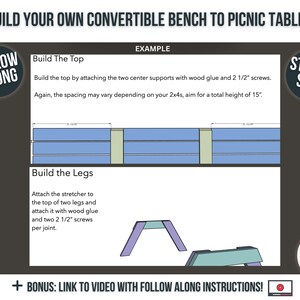 Converting Bench to Table Plans / Folding Picnic Table Plans / Digital ...