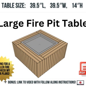Fire Pit Table Plans - Large / Digital Woodworking Plans / DIY Outdoor ...