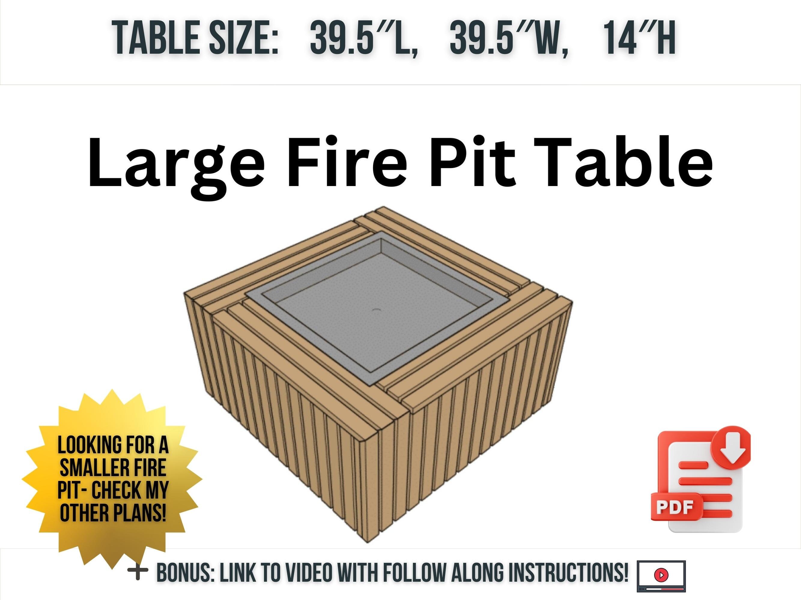 Fire Pit Table Plans - Large / Digital Woodworking Plans / DIY Outdoor ...