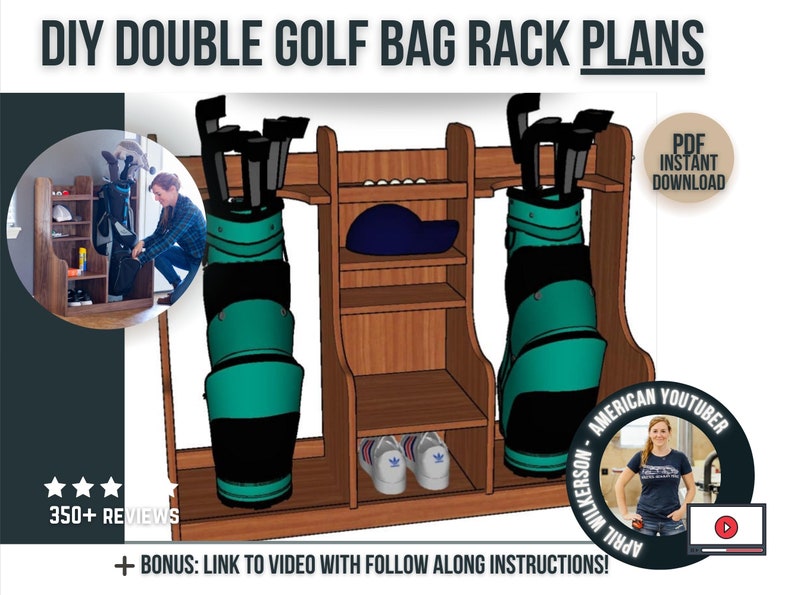 Golf Bag Rack Plans - Double / Printable PDF Woodworking Plans / DIY ...