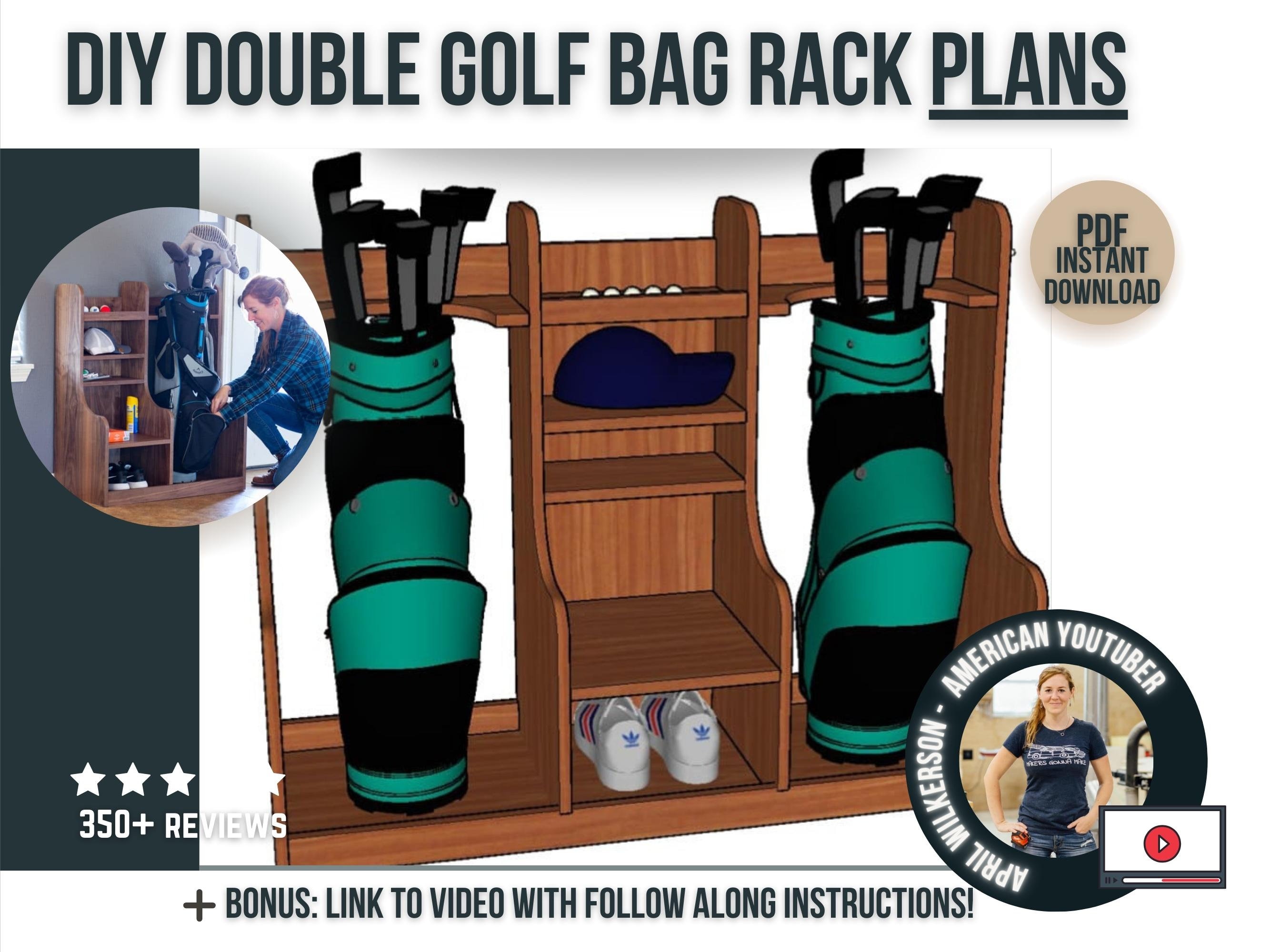 Golf Bag Rack Plans - Double / Printable PDF Woodworking Plans / DIY ...