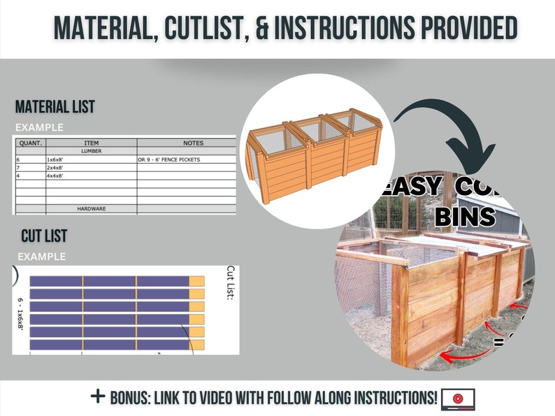 Compost Bin Plans Small / Digital Download Gardening Plans / DIY ...