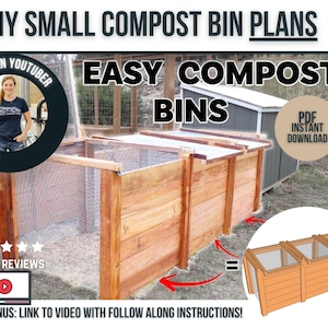 Compost Bin Plans Small / Digital Download Gardening Plans / DIY Woodworking Compost Bin Plans ...