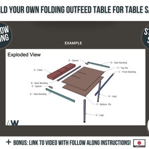 Folding Outfeed Table Plans for Table Saw / Printable Digital ...