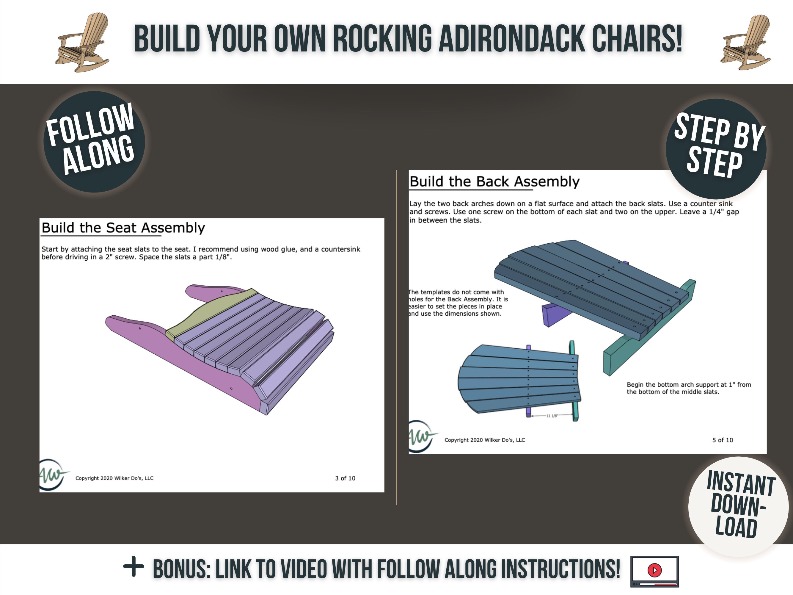 Folding Adirondack Chair Plans & Templates / Digital DIY Woodworking ...