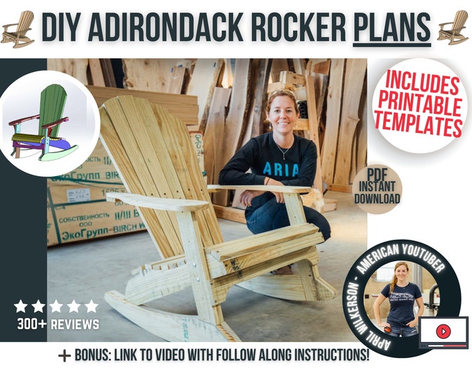 PDF Adirondack Rocking Chair Downloadable DIY Instructions and Drawings ...