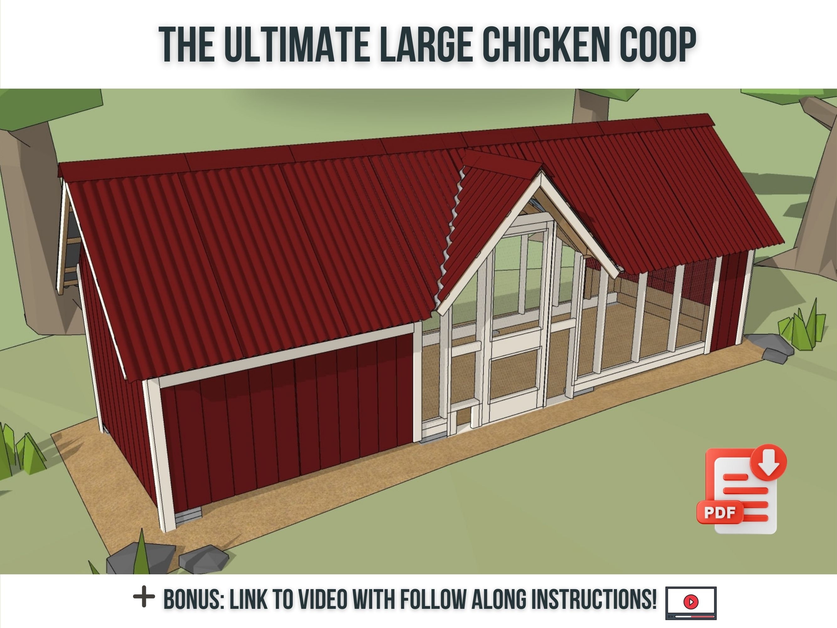 Large Chicken Coop Plans / Printable PDF Woodworking Plans / DIY Large ...