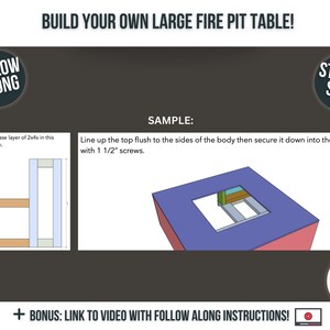 Fire Pit Table Plans - Large / Digital Woodworking Plans / DIY Outdoor ...