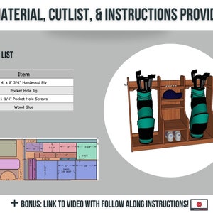 Golf Bag Rack Plans - Double / Printable PDF Woodworking Plans / DIY ...