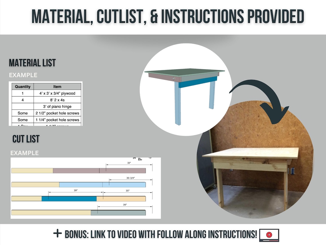 Folding Workbench Plans / Digital Woodworking Plans / DIY Folding ...