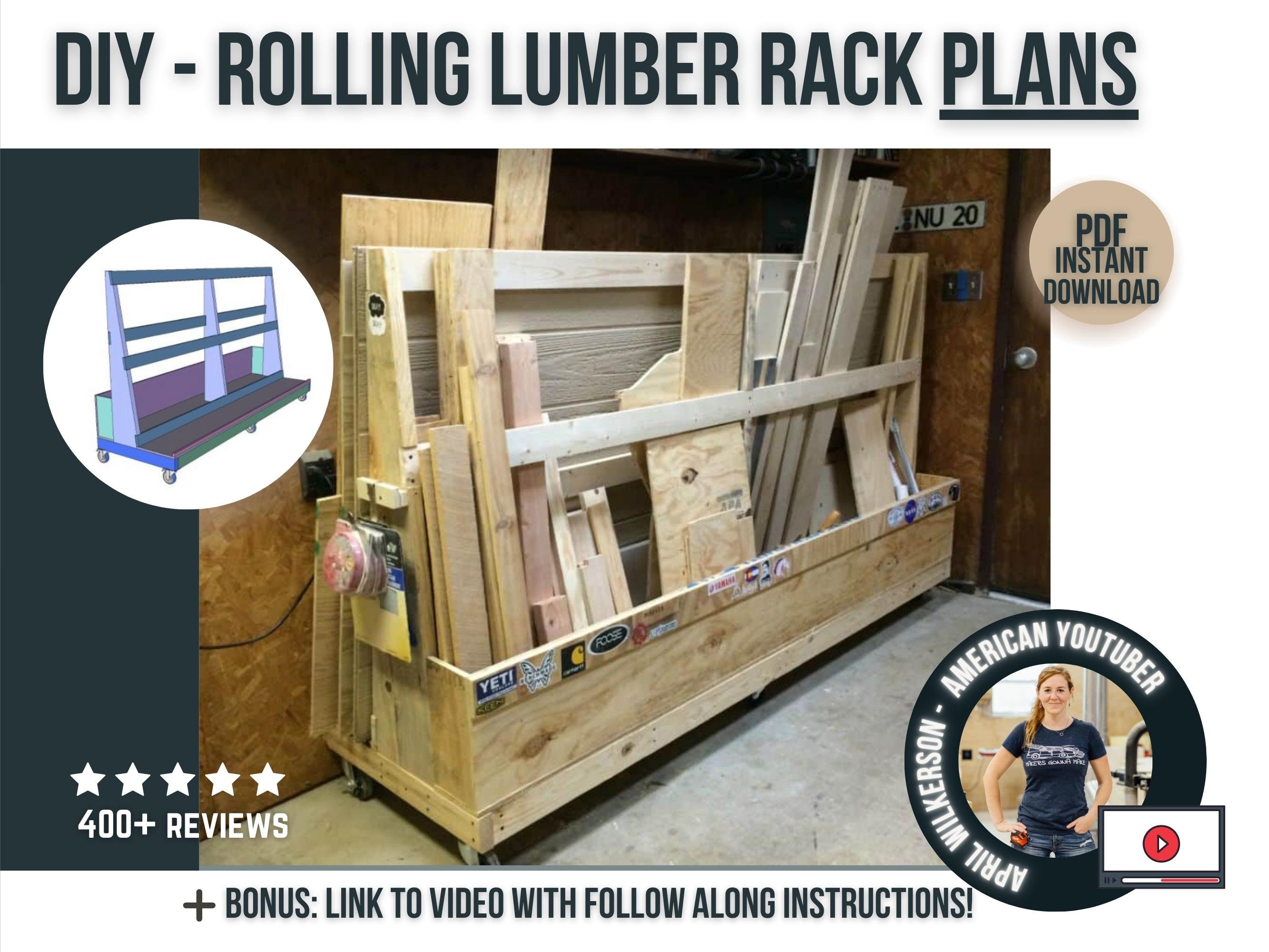 Rolling Lumber Cart Plans / DIY Mobile Wood Storage Plans / Digital ...