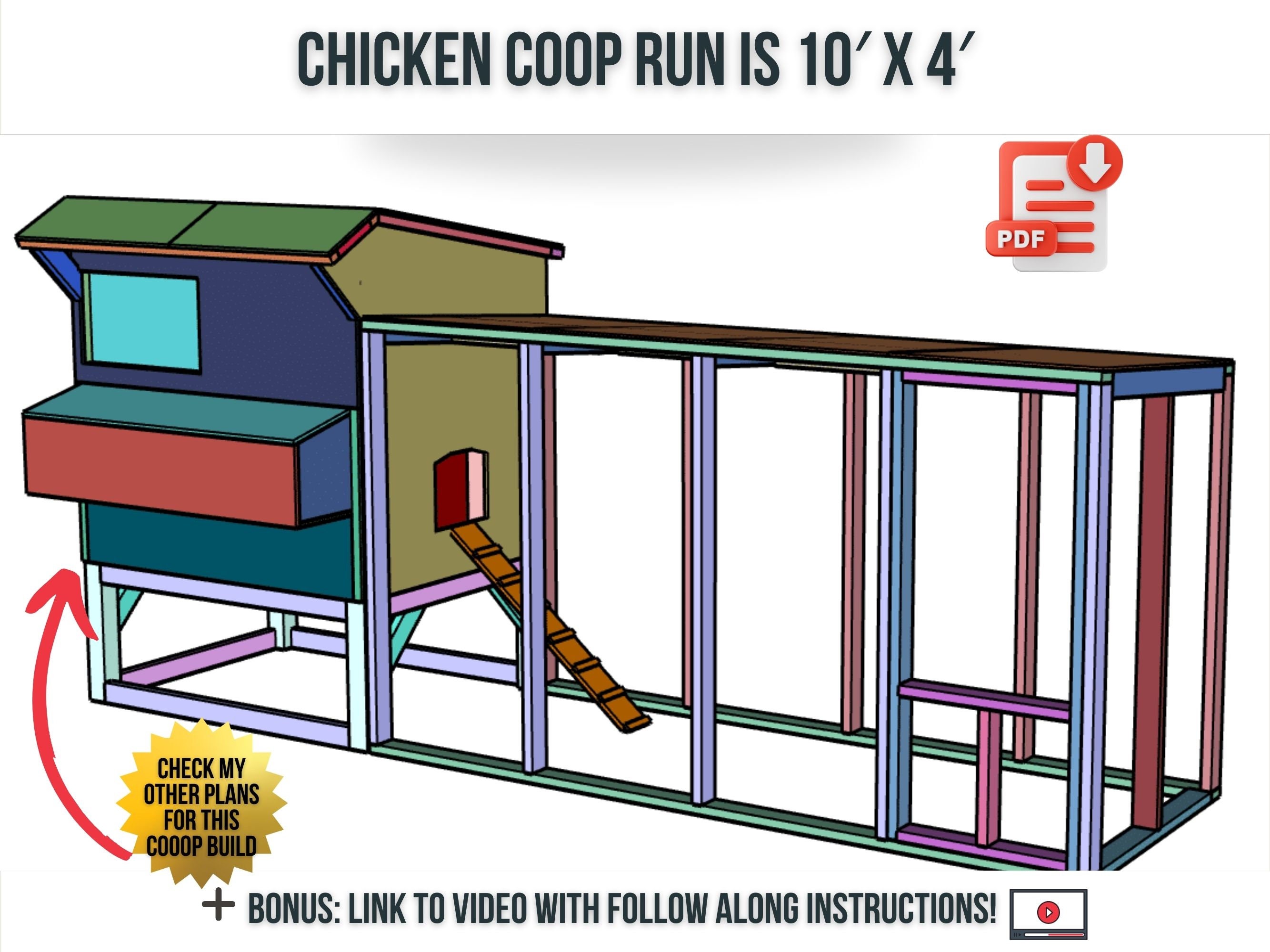 Chicken Coop Run Plans / Printable Digital Pdf Woodworking Plans ...