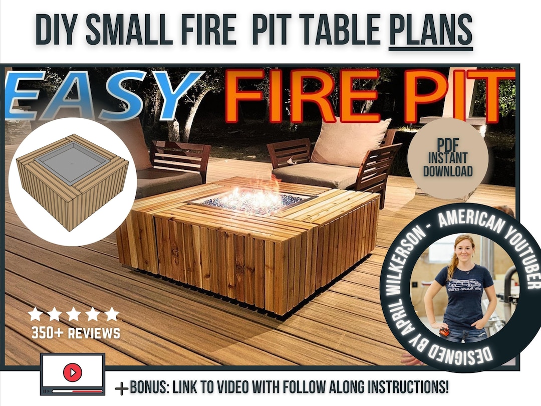 Fire Pit Table Plans - Small / Digital Woodworking Plans / DIY Outdoor ...