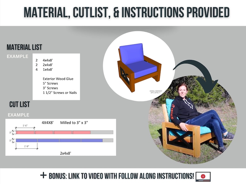 Modern Patio Chair Plans / Digital DIY Woodworking Furniture Plans ...