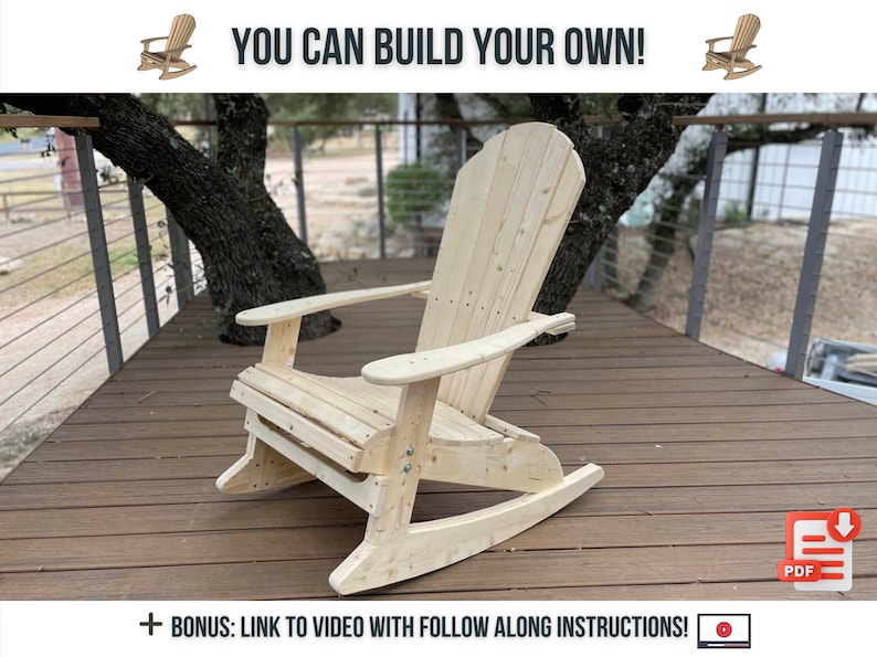 Adirondack Chair Rocker Plans / Digital DIY Woodworking Furniture Plans ...