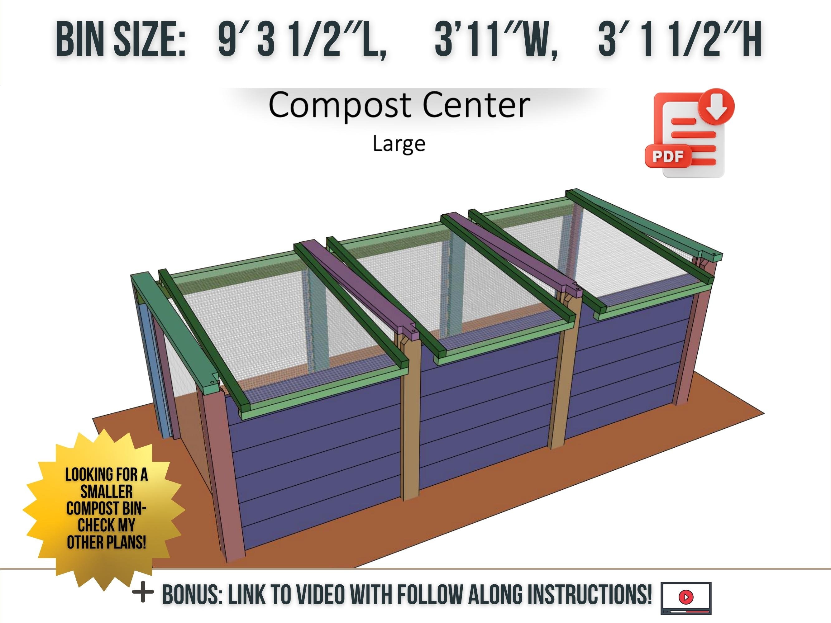 Compost Bin Plans Large / Digital Download Gardening Plans / DIY ...