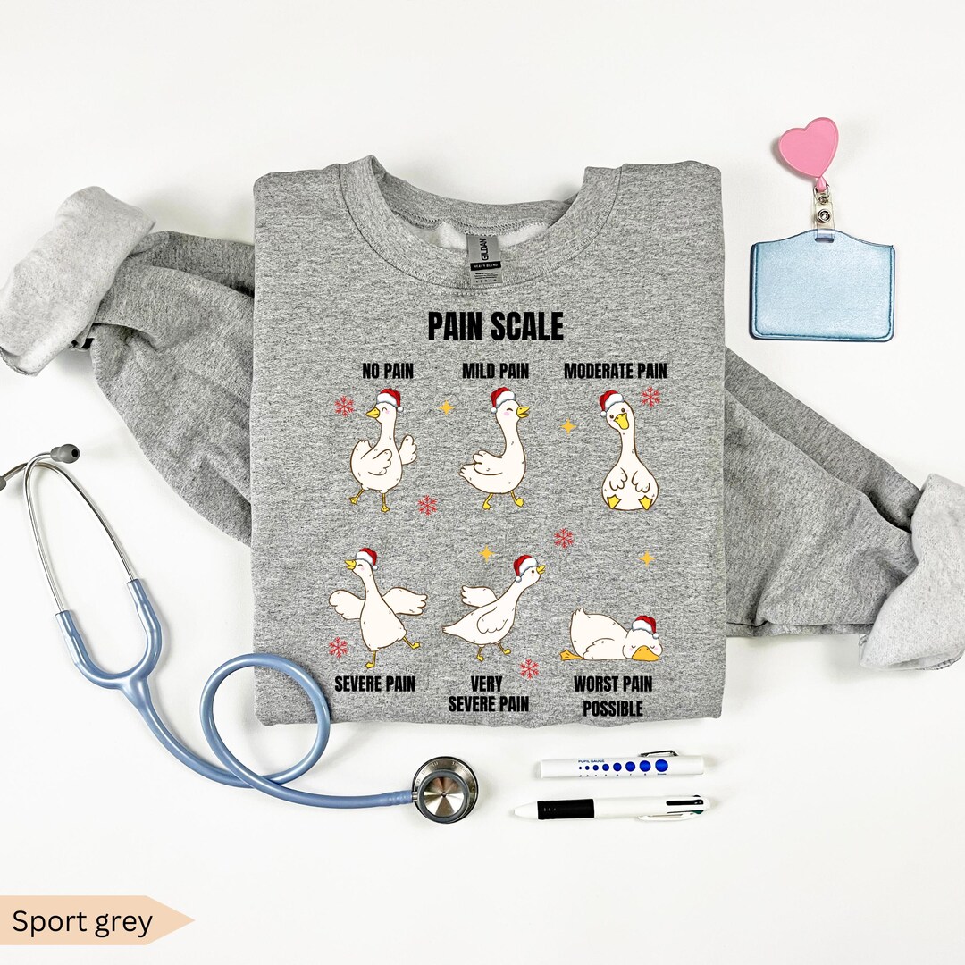 Funny Goose Nurse Pain Scale Sweatshirt,christmas Snarky Sarcastic ER ...