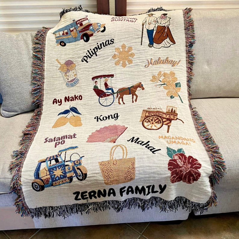 Custom Pilipinas Kong Mahal Woven Blanket Couch,philippine Inspired ...