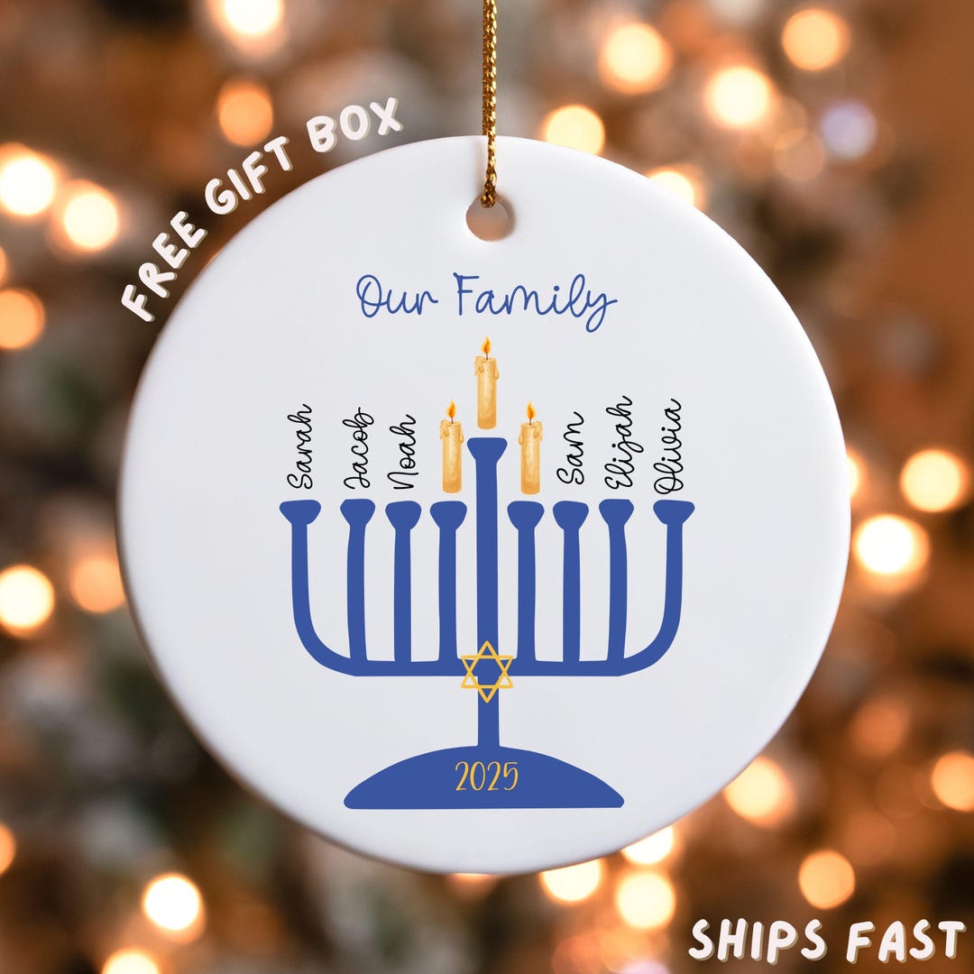 Personalized Menorah Family Hanukkah Ornament: Custom Hanukkah Jewish ...