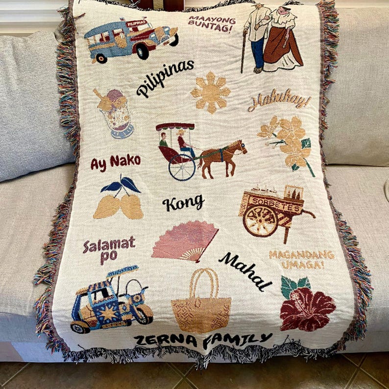 Custom Pilipinas Kong Mahal Woven Blanket Couch,philippine Inspired ...