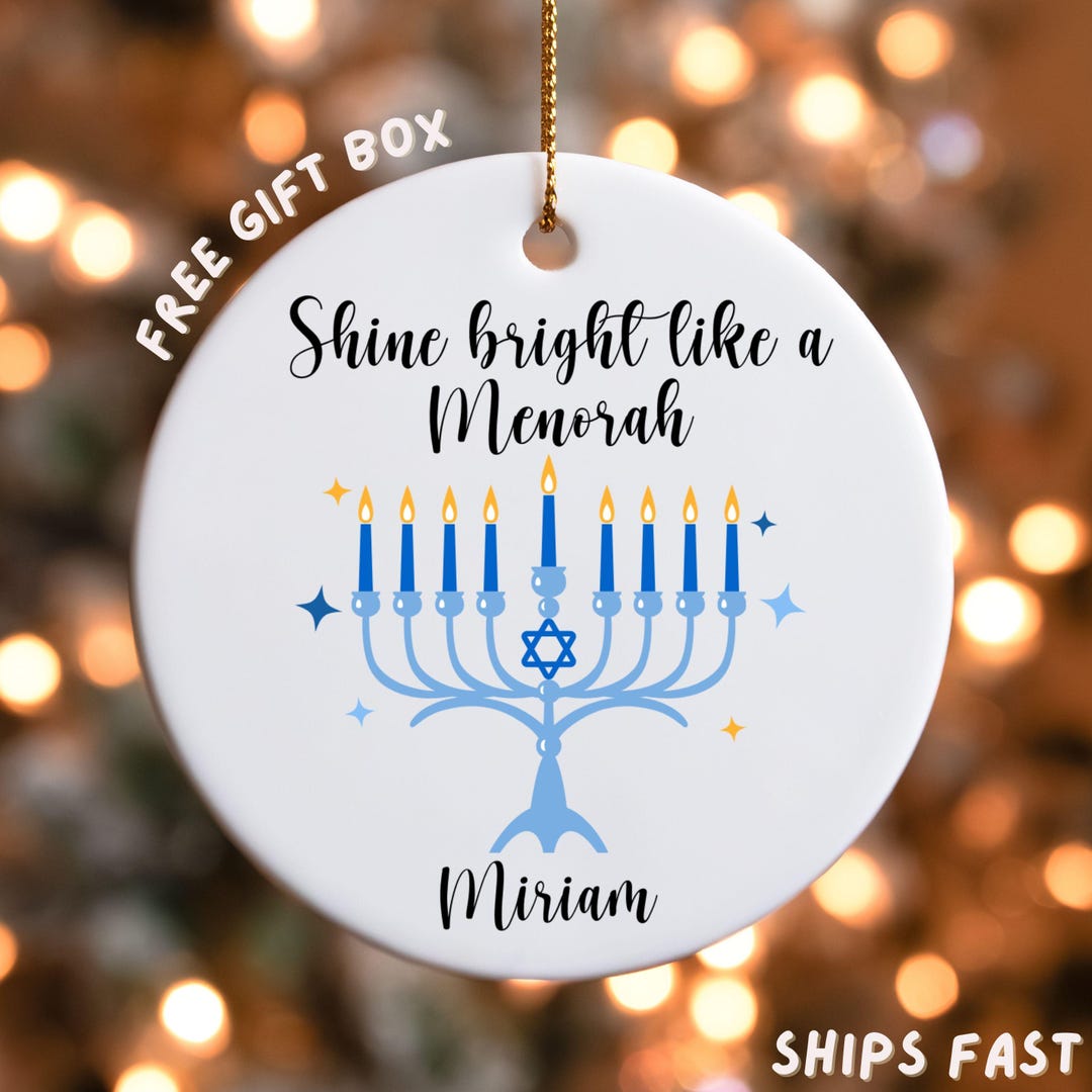 Custom Menorah Jewish Ornament,personalized Name Bat Mitzvah Bar ...
