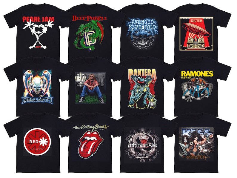87 Premium Rock Bands V1 Collection T-shirts Half-tones DTF Screen ...