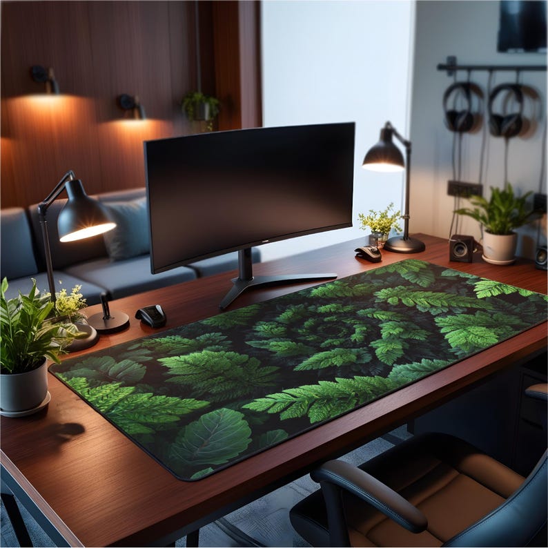 Emerald Fern Desk Mat: Gothic Botanical Office Decor - Etsy