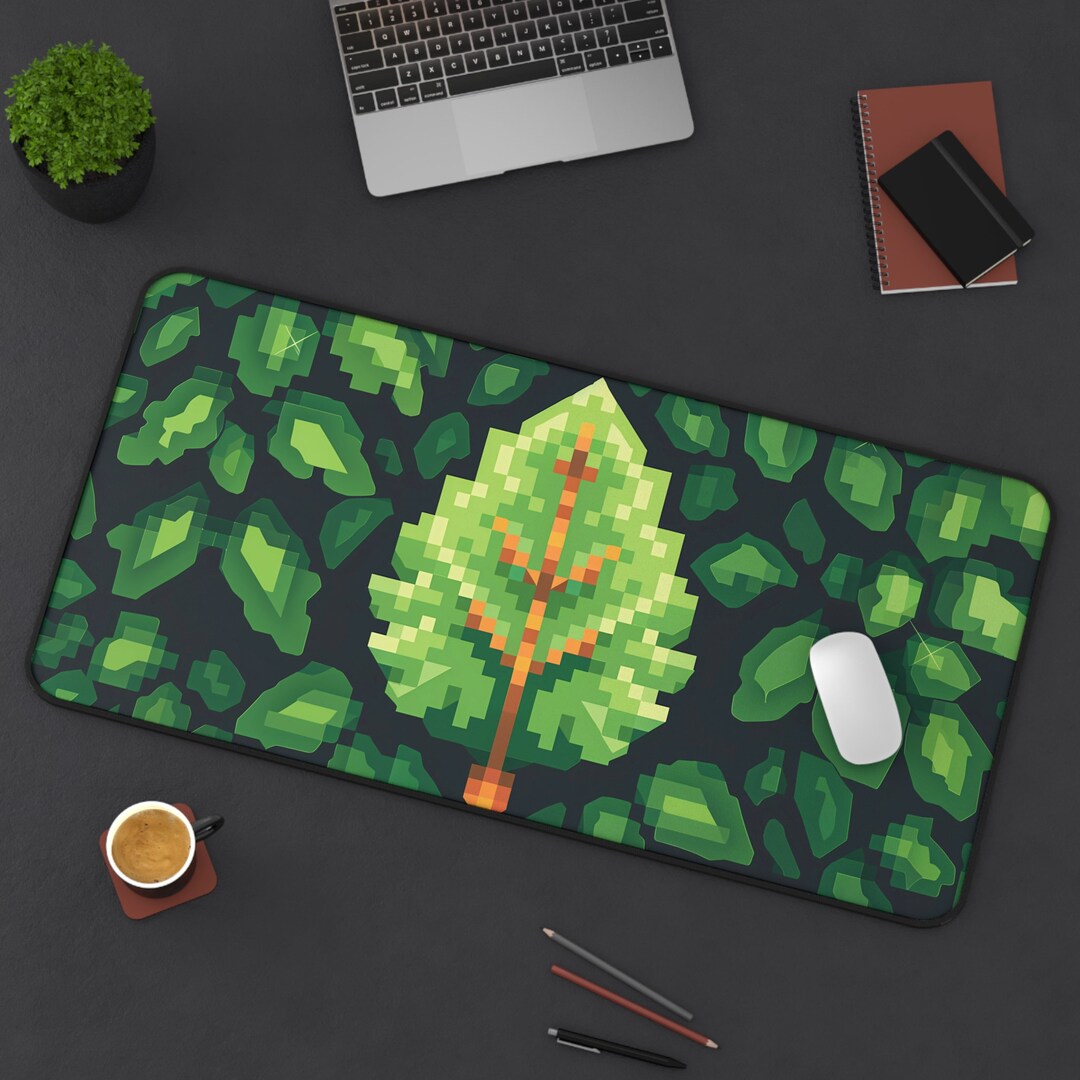 8-bit Leaf Element Deskmat Retro Pixelated Mousepad, Keyboard Mat Gift ...