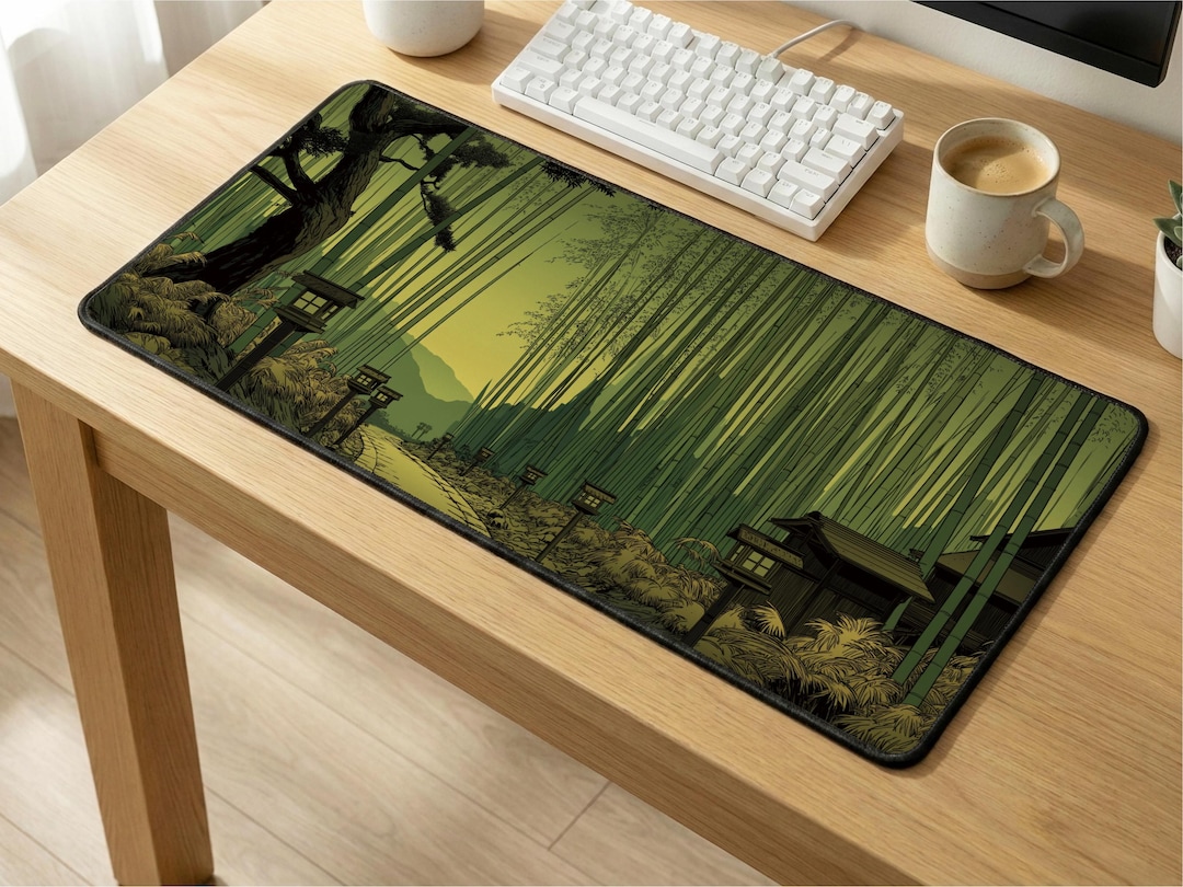 Bamboo Forest Desk Mat: Japanese Zen Path Mouse Pad, Winding Grove ...
