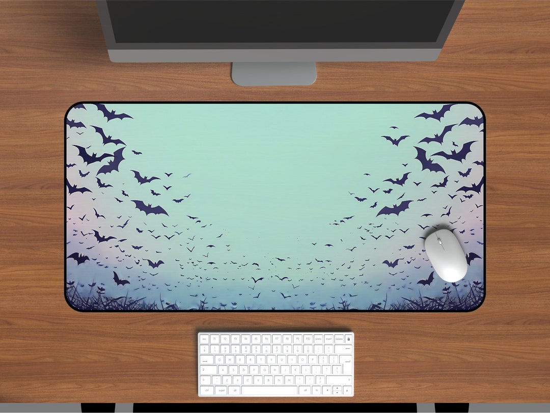 Minimalist Bats Desk Mat - Cute Gothic Mousepad, Turquoise Gradient ...