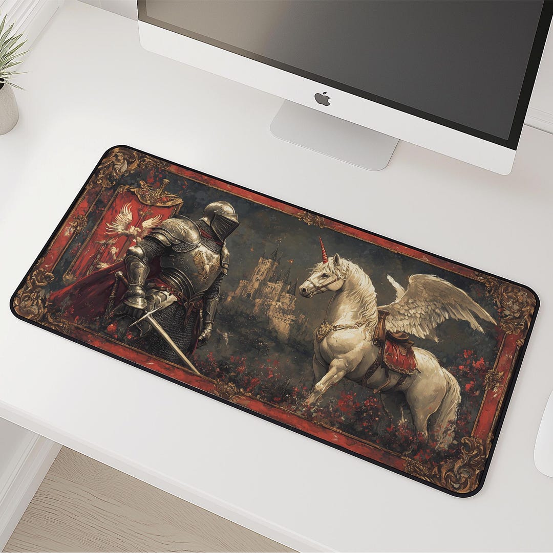 Medieval Knight Desk Mat | Gothic Tapestry Mouse Pad | Castle and ...