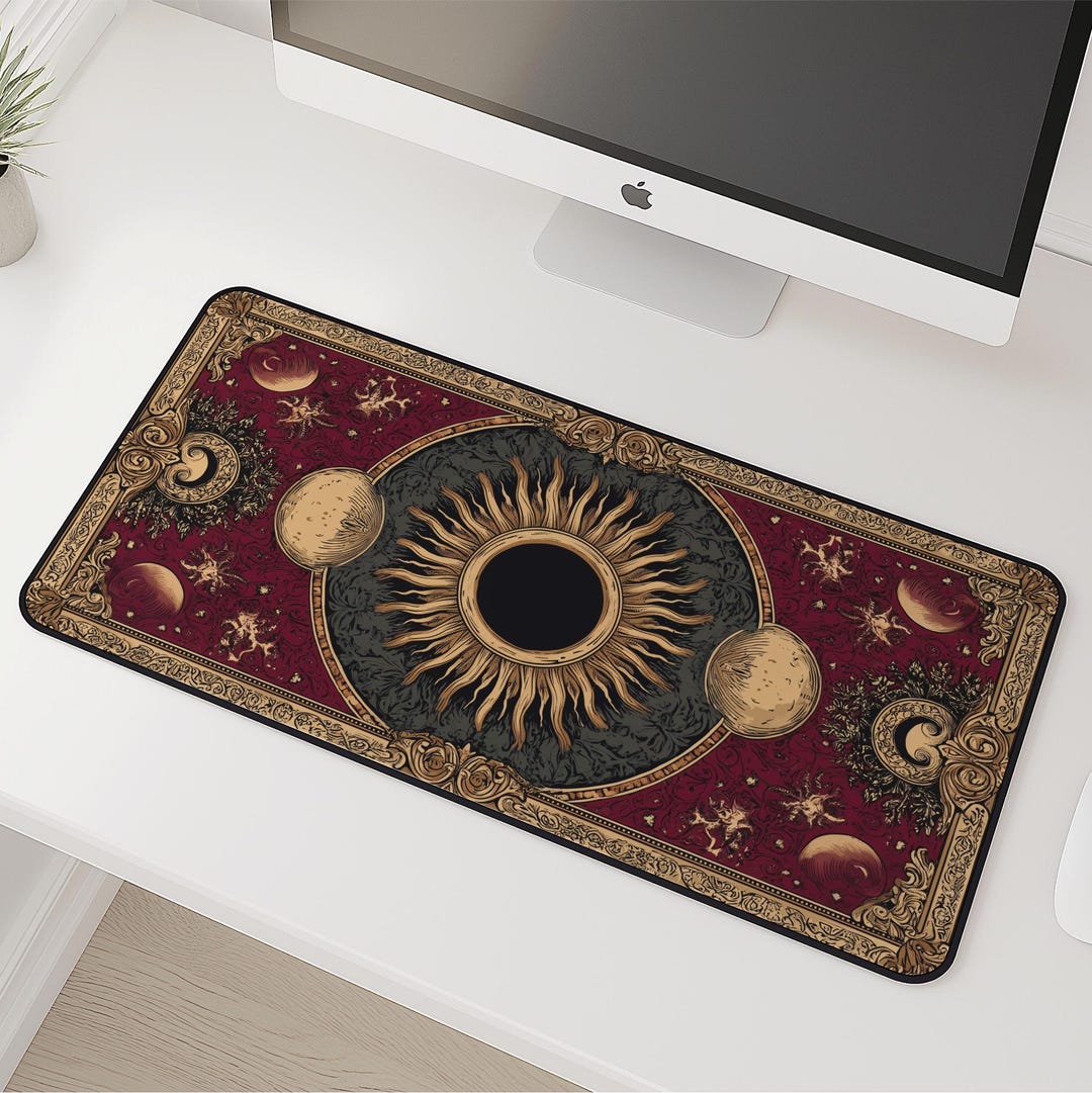 Dark Eclipse Desk Mat | Gothic Sun and Moon Mousepad | Mystical Desk ...