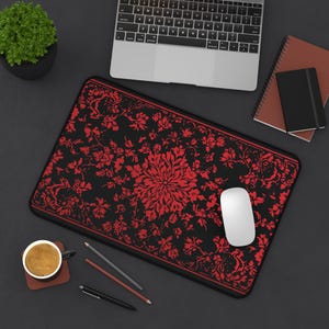 Red Floral Lace Desk Mat: Vintage Victorian Mousepad - Etsy