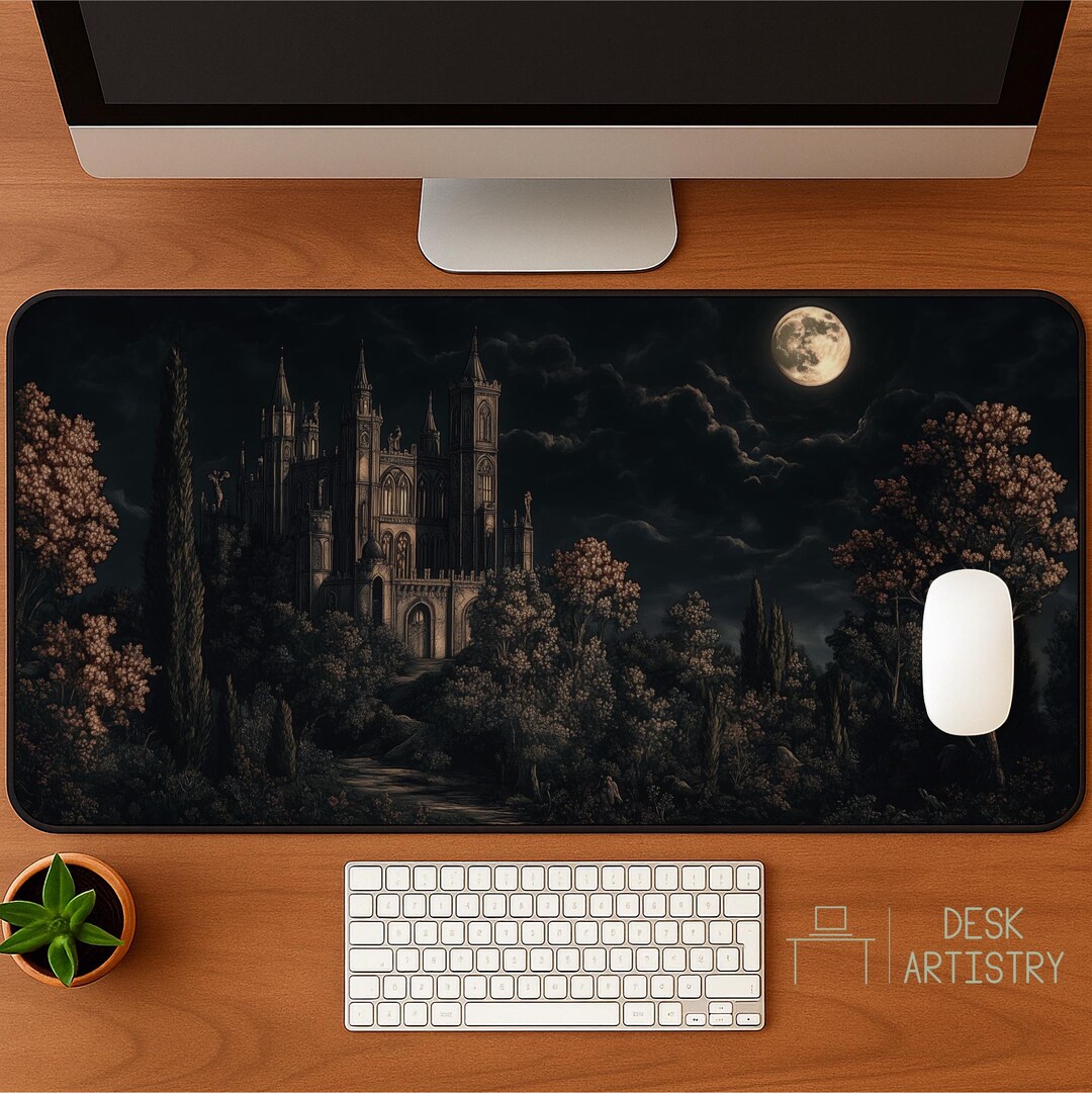 Gothic Castle Desk Mat: Spooky Haunted Mansion Office Decor - Etsy