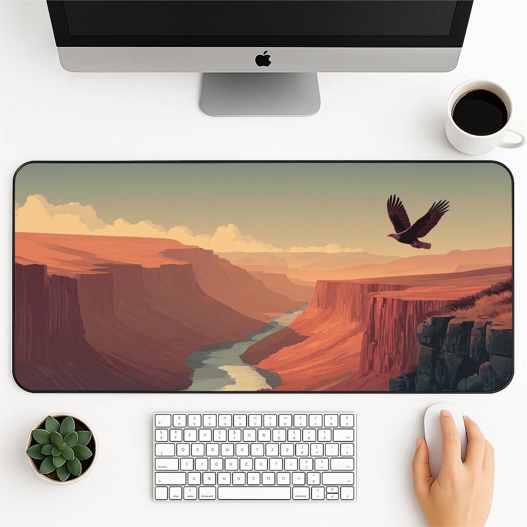 Vintage Eagle Desert Cliffs Desk Mat: National Park Style Mousepad - Etsy