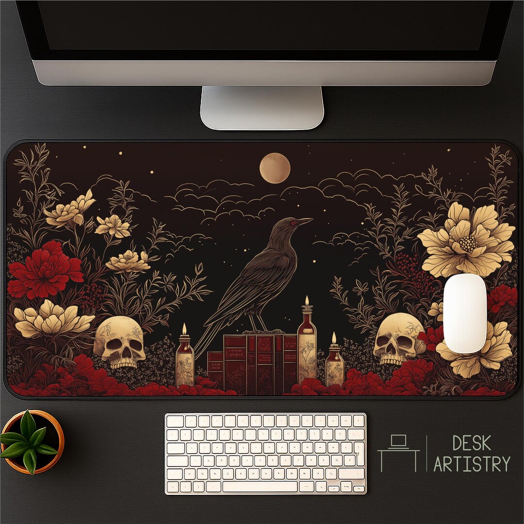 Raven & Skulls Desk Mat: Macabre Gothic Office Decor - Etsy
