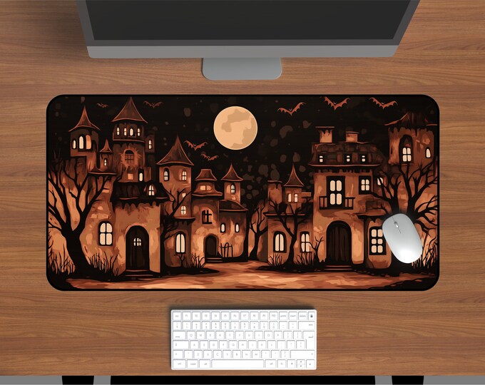 Desk Mats Dracula Haunted Mansion Starry Night Gothic Art by Aja Mouse ...
